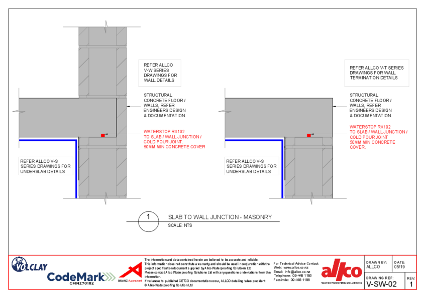 Allco Waterproofing Solutions | Slab/Junction Details