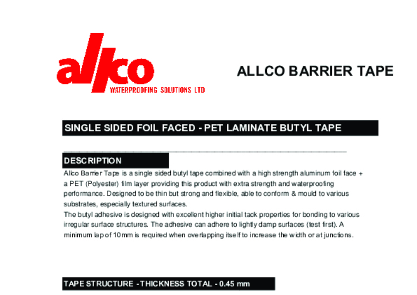 Allco Waterproofing Solutions | Document library