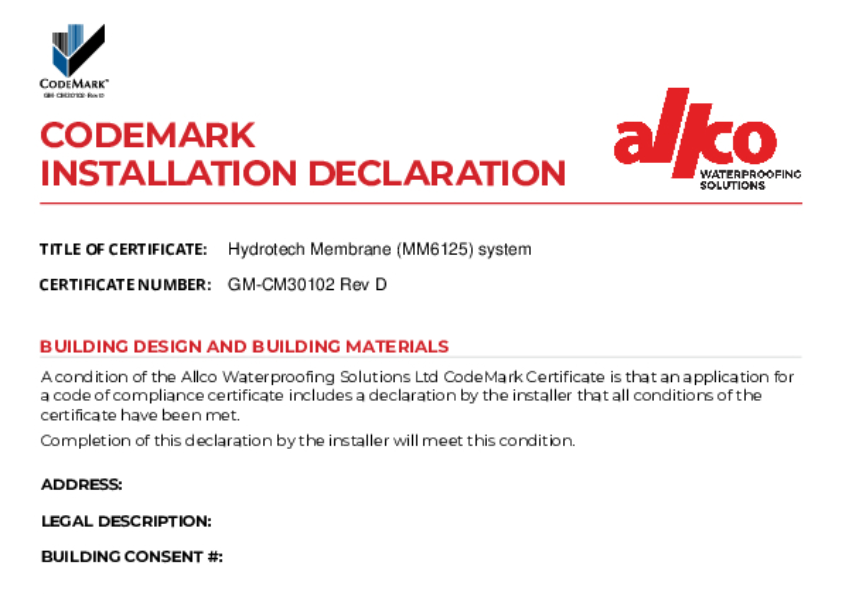 Allco Waterproofing Solutions | Document library